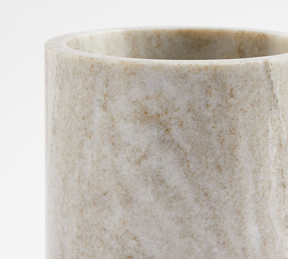 Handcrafted Beige Marble Utensil Crock | Pottery Barn