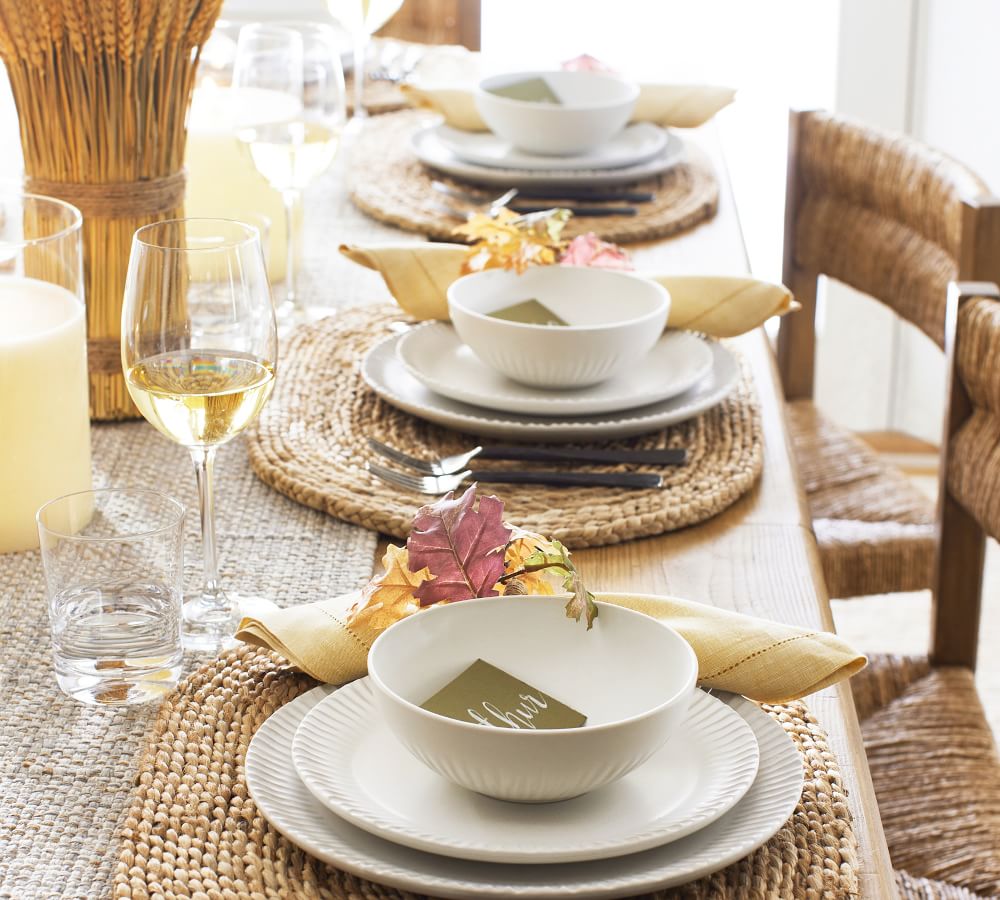 Ridge Textured Stoneware 16-Piece Dinnerware Set | Pottery Barn