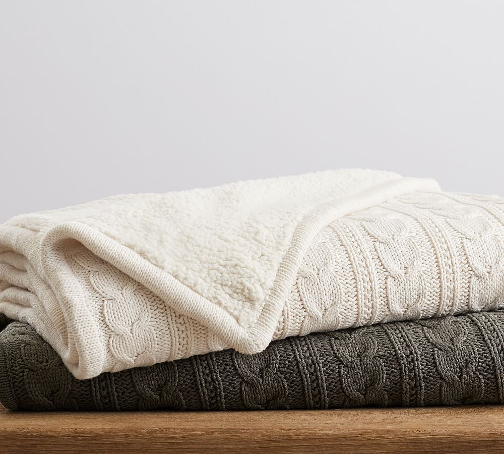 Cozy Cable Knit Throw Blanket | Pottery Barn