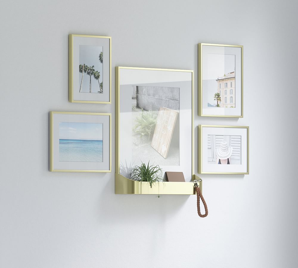 Brass Gallery Frames with Shelf, Set of 5 | Pottery Barn