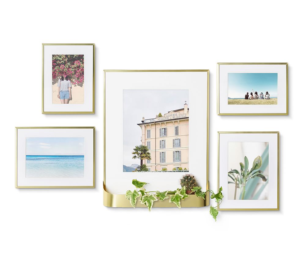Brass Gallery Frames with Shelf, Set of 5 | Pottery Barn