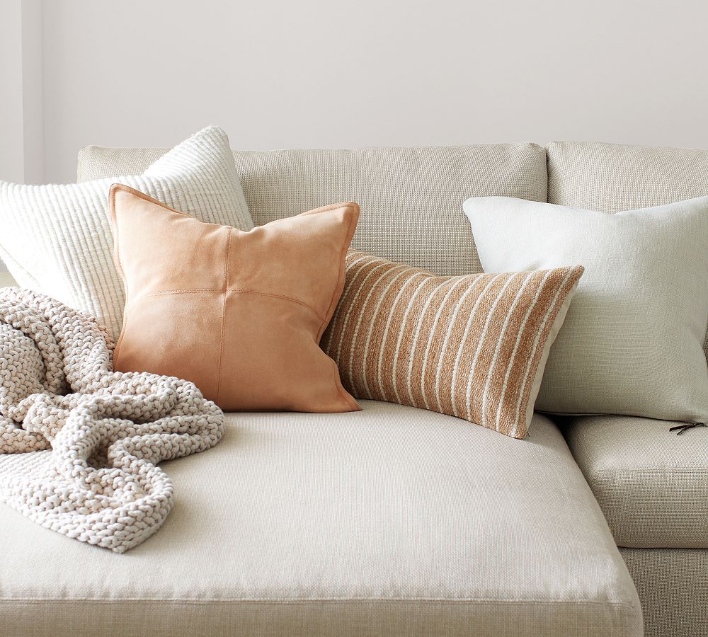 Pieced Suede Throw Pillow | Pottery Barn