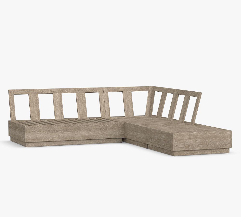 Indio FSC® Eucalyptus Modern Platform 4-Piece Outdoor Sectional Set ...