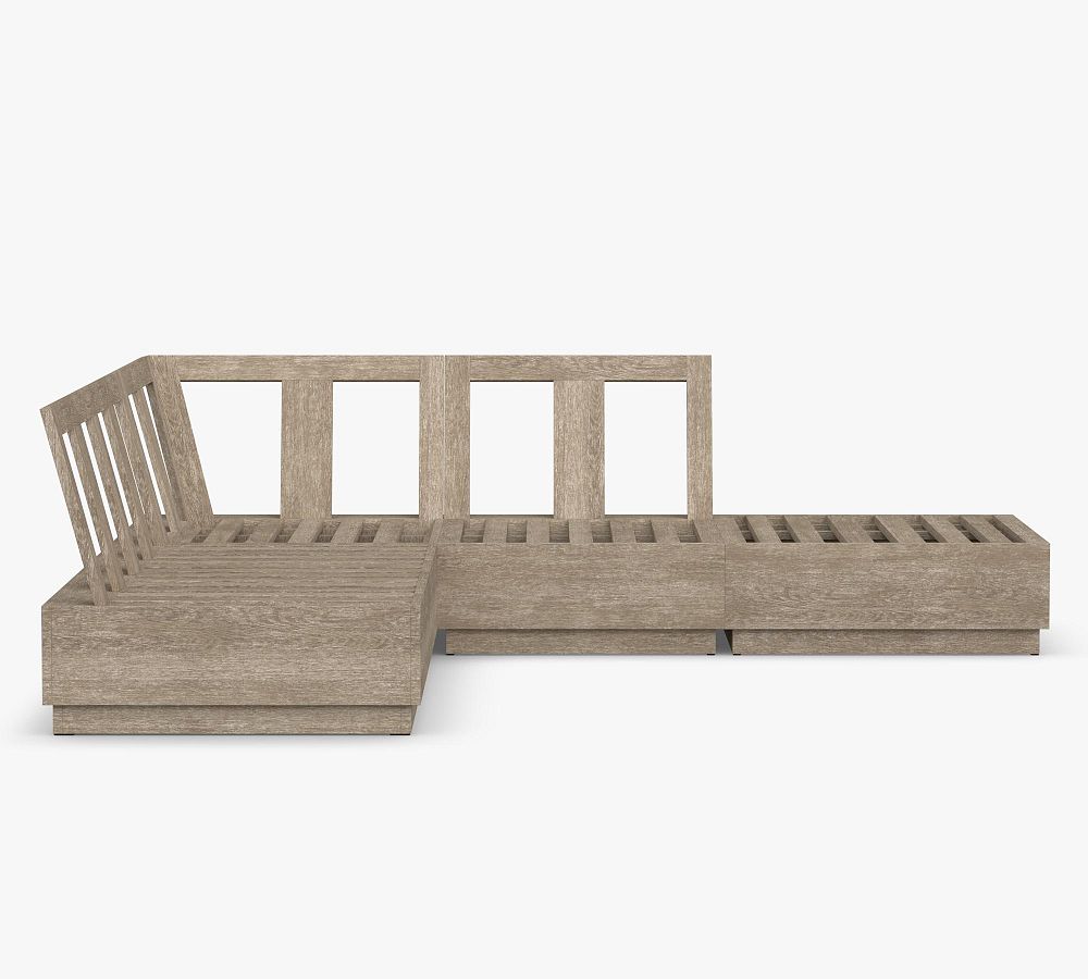 Indio FSC® Eucalyptus Modern Platform 4-Piece Outdoor Sectional Set ...