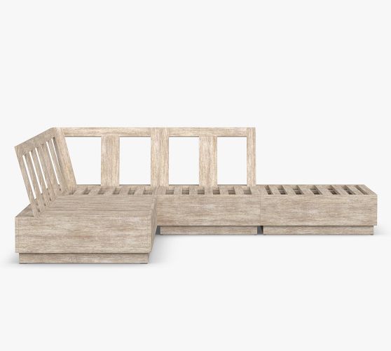 Indio FSC® Eucalyptus Modern Platform 4-Piece Outdoor Sectional Set ...