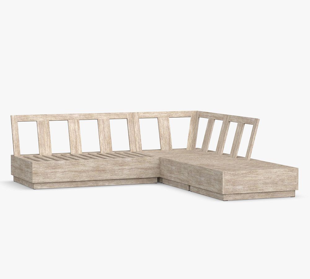 Indio FSC® Eucalyptus Modern Platform 4-Piece Outdoor Sectional Set ...