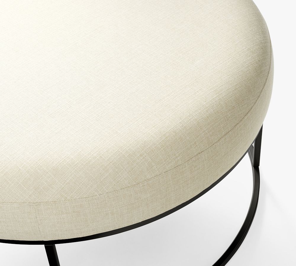 Millie Upholstered Round Ottoman | Pottery Barn