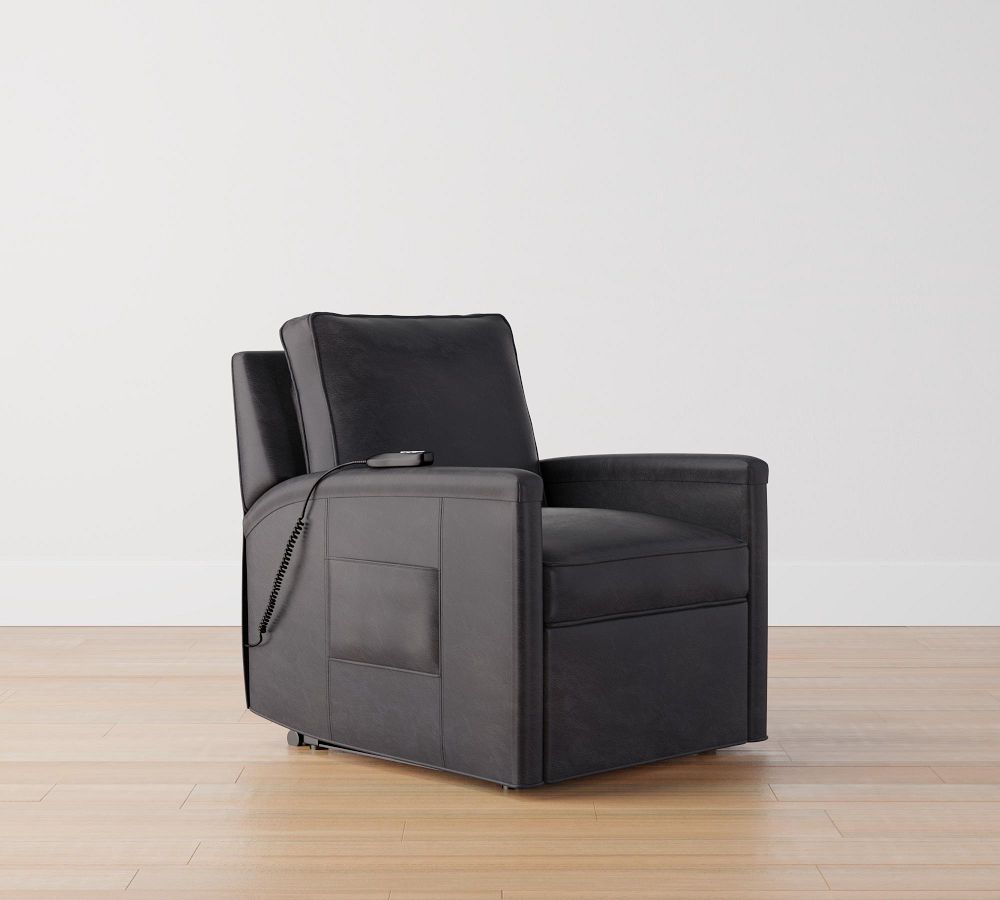 Tyler Square Arm Leather Power Lift Recliner | Pottery Barn