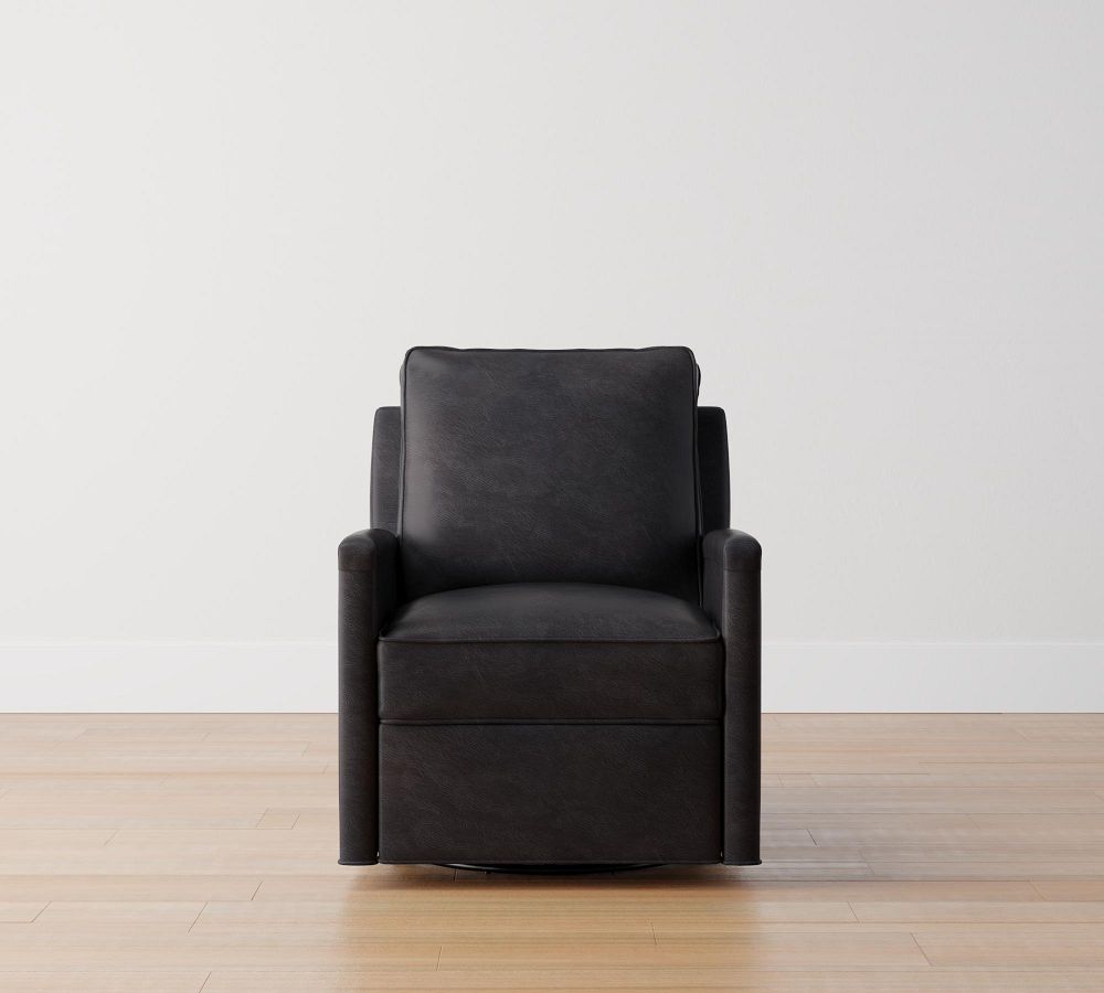 Tyler Square Arm Leather Power Swivel Glider Recliner | Pottery Barn