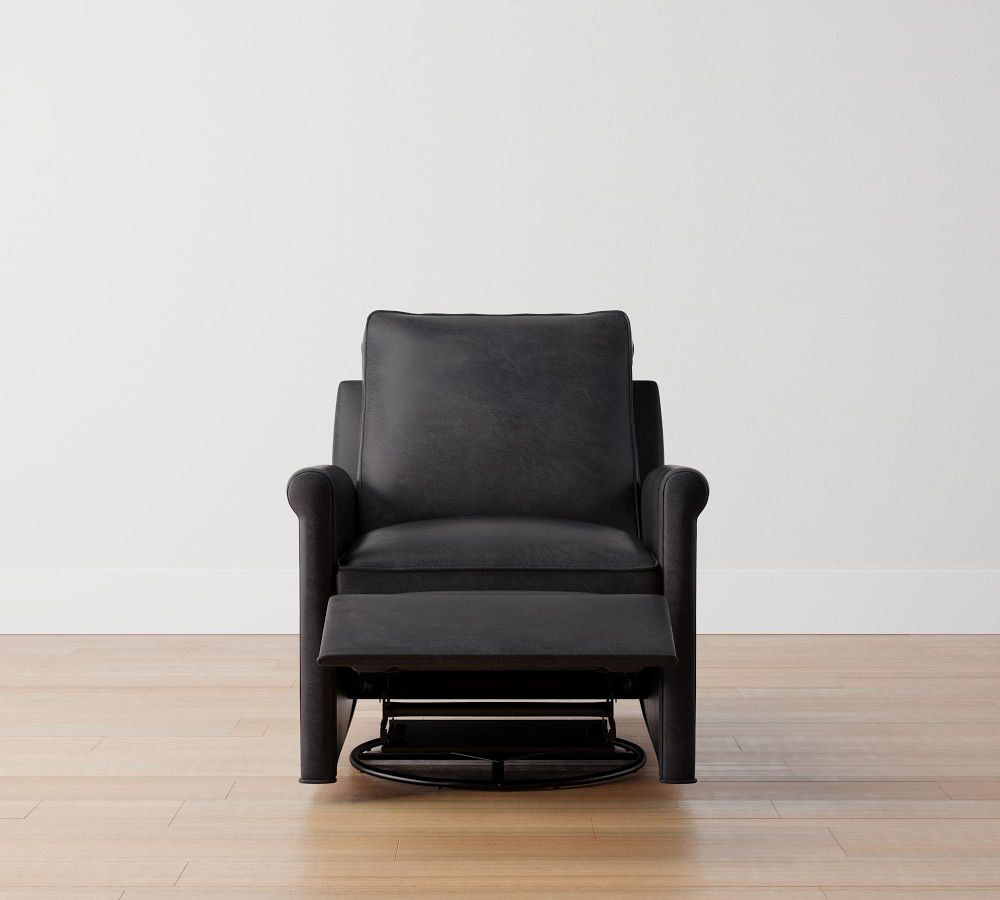 Tyler Roll Arm Leather Power Swivel Glider Recliner | Pottery Barn