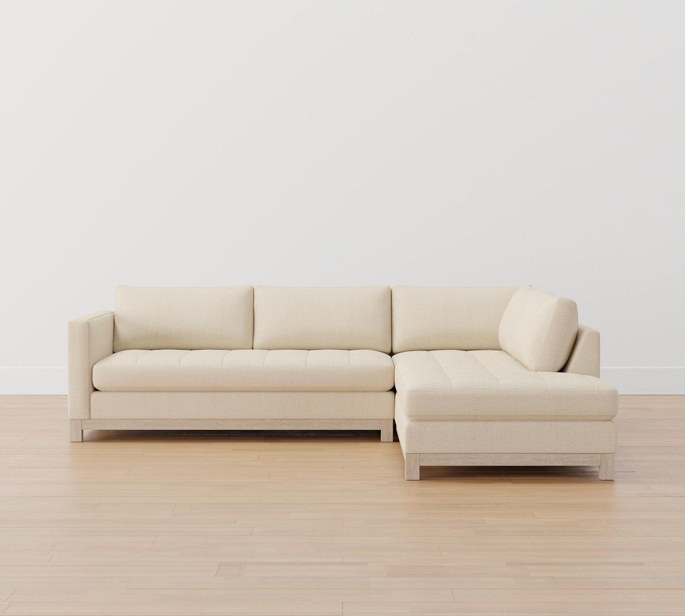 Jake Tufted Upholstered Return Bumper Sectional with Wood Base ...