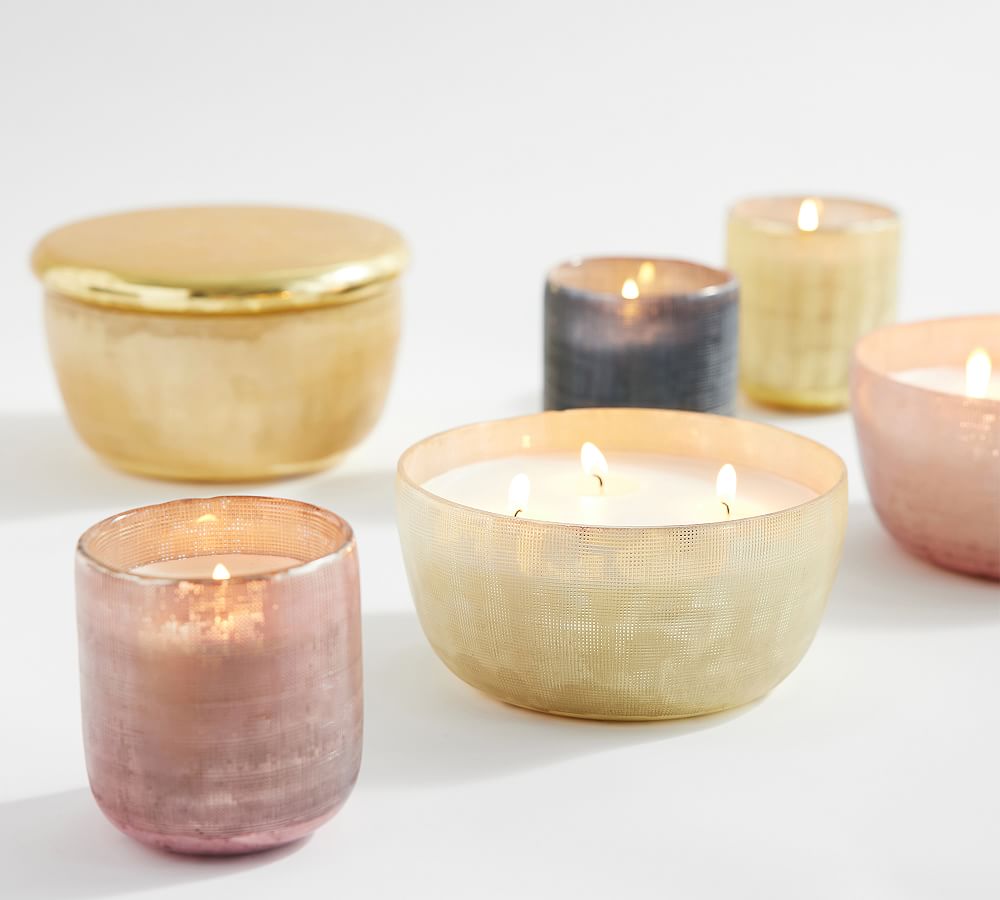 Textured Modern Glass Candles | Pottery Barn