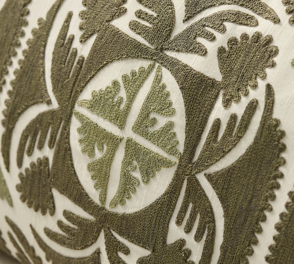 Varick Embroidered Lumbar Throw Pillow | Pottery Barn