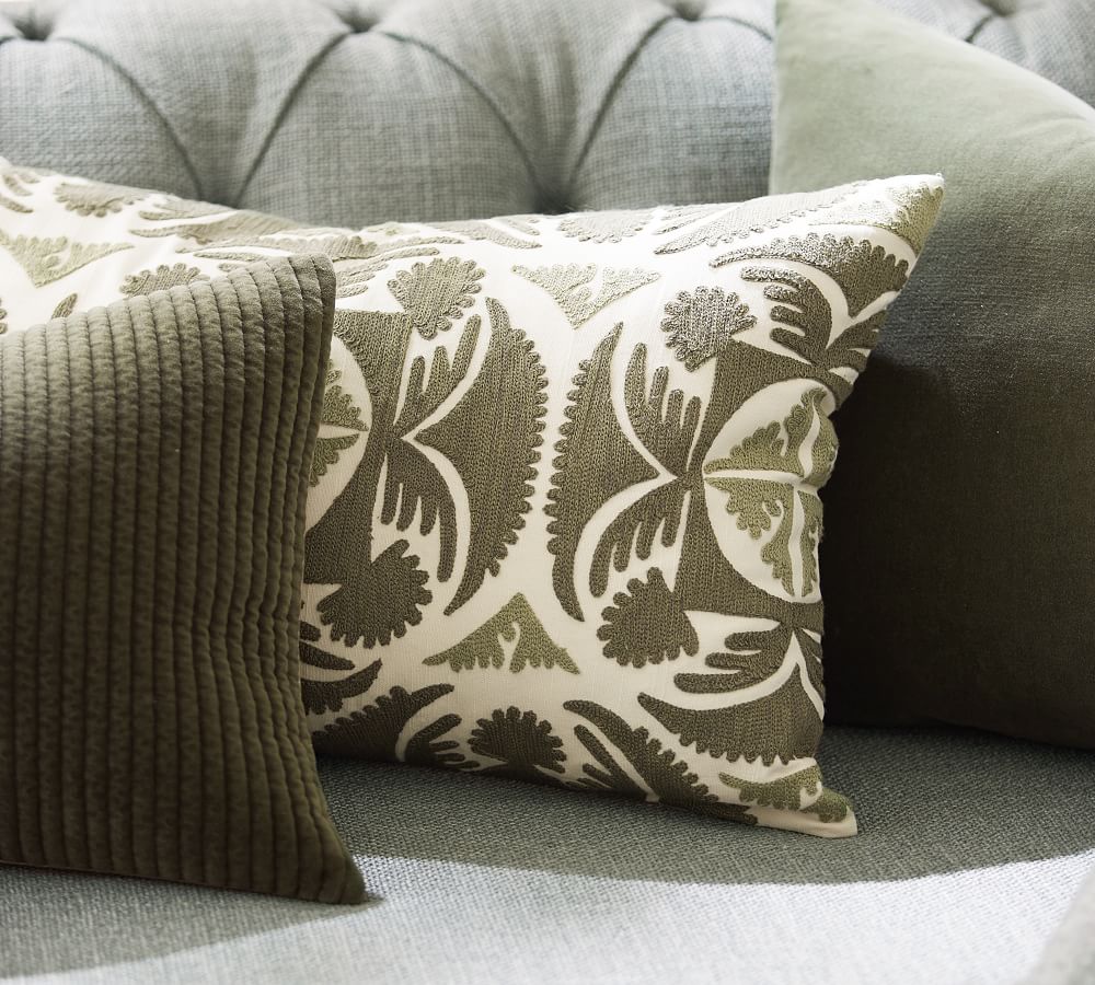 Varick Embroidered Lumbar Throw Pillow | Pottery Barn