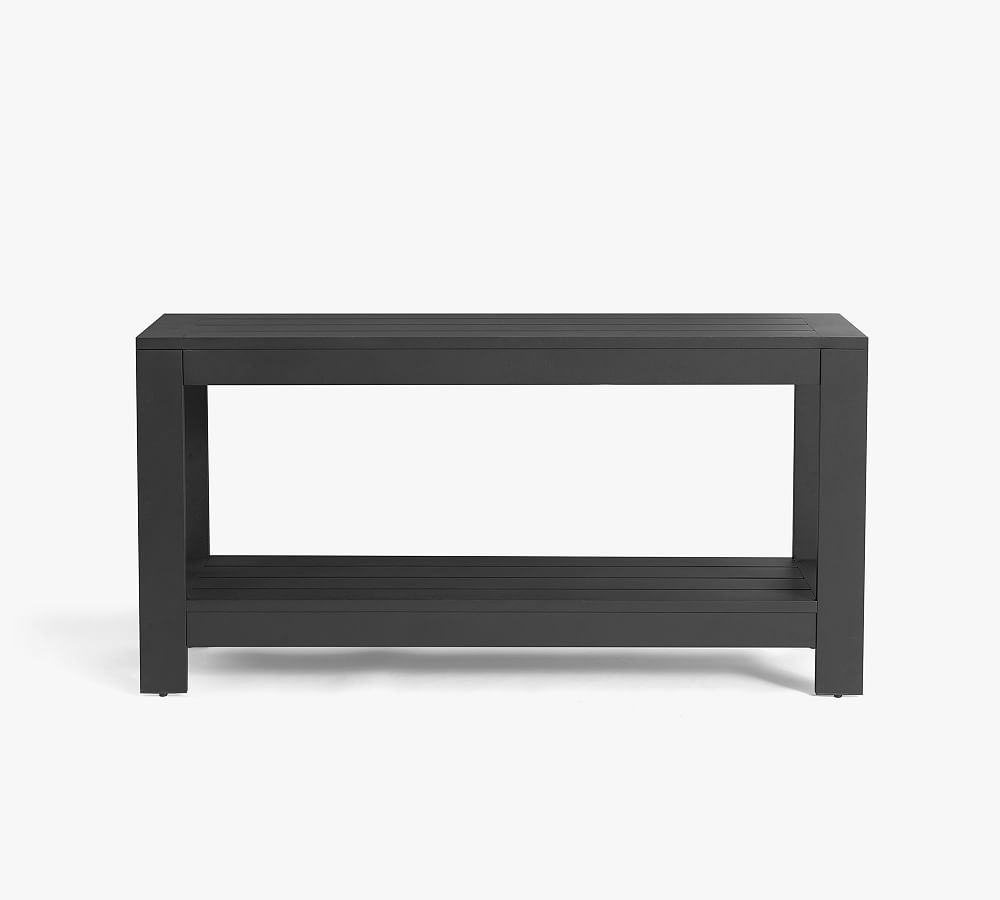 Malibu 60" Metal Outdoor Console Table, Black | Pottery Barn