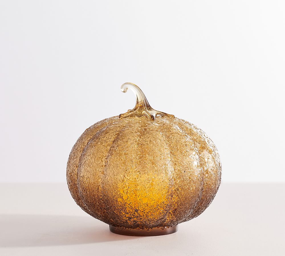 Textured Glass Amber Pumpkin Cloche | Pottery Barn
