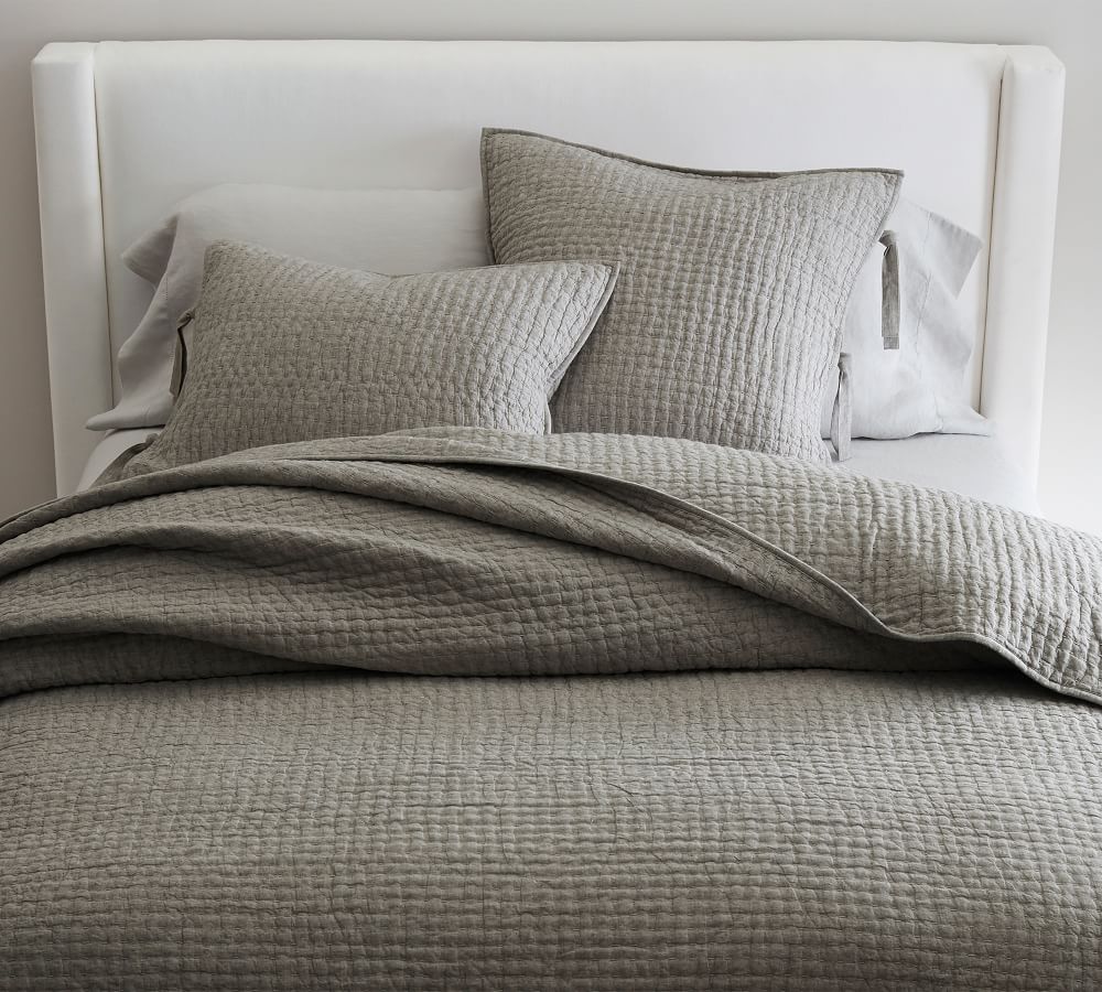 Pick-Stitch Handcrafted Cotton/Linen Quilt | Pottery Barn