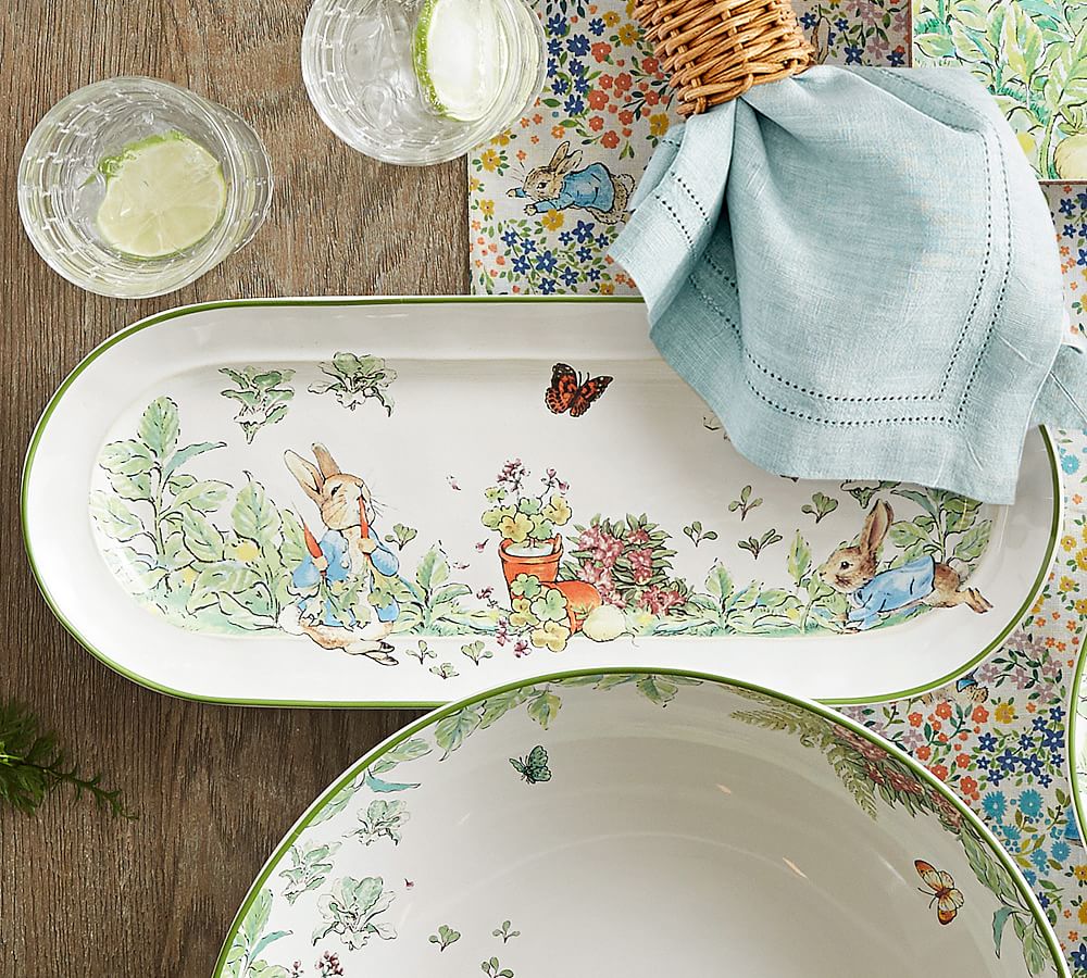 Peter Rabbit™ Garden Stoneware Cookie Platter | Pottery Barn