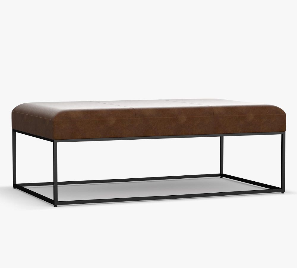 Millie Leather Rectangular Ottoman | Pottery Barn