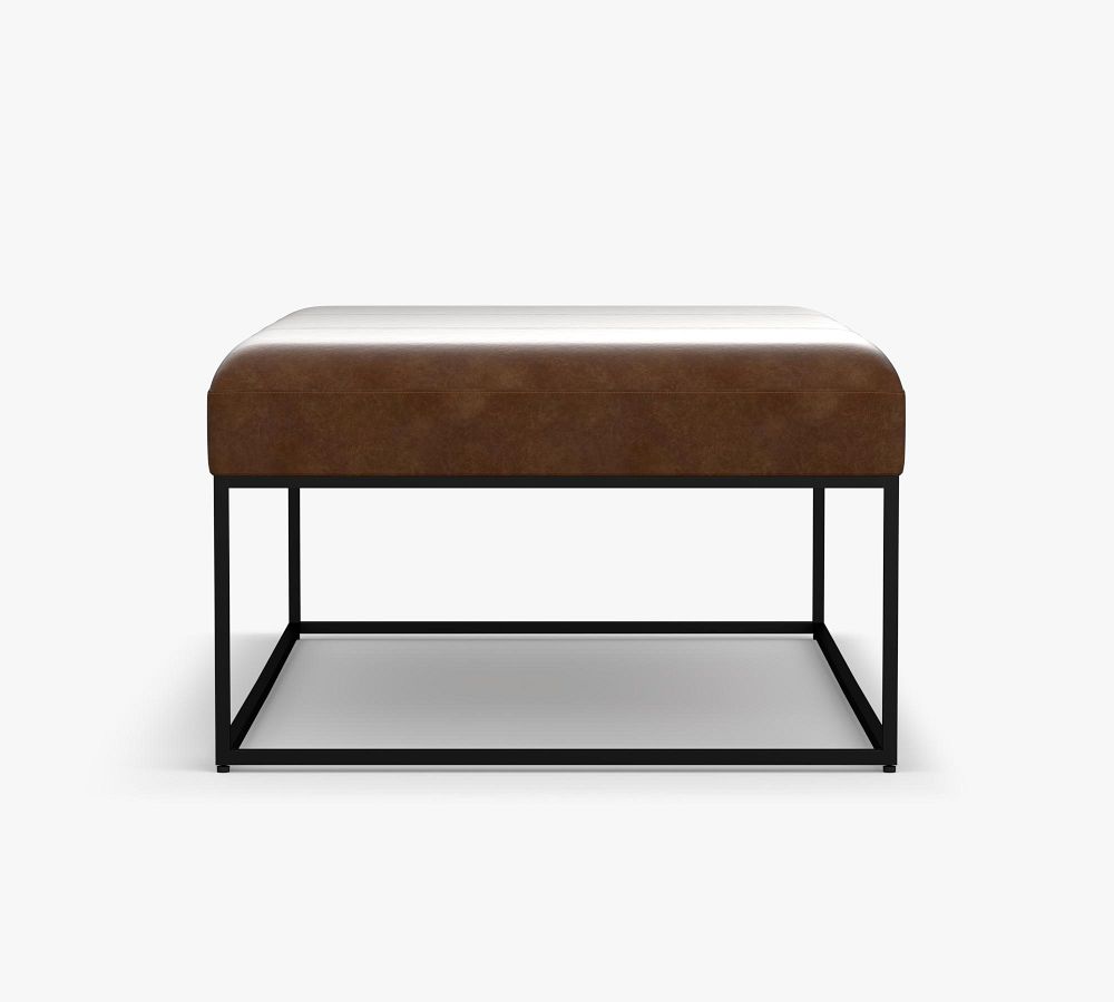 Millie Leather Rectangular Ottoman | Pottery Barn