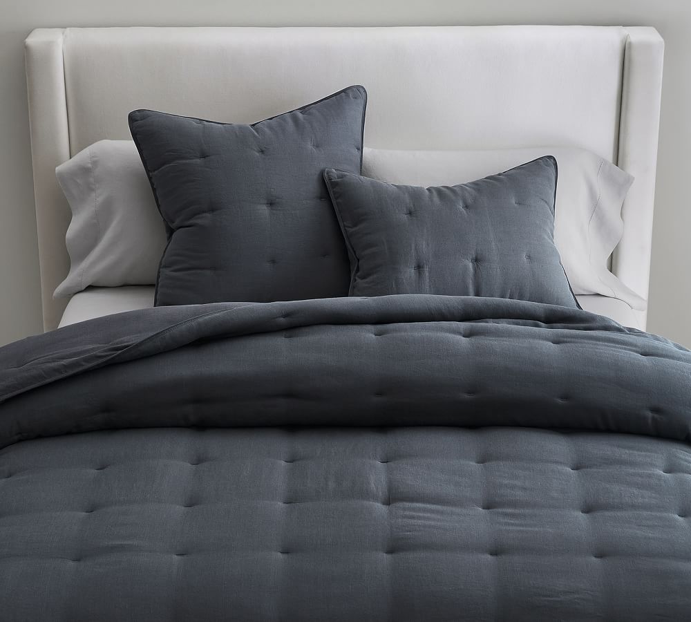 Belgian Flax Linen Comforter - White | Pottery Barn