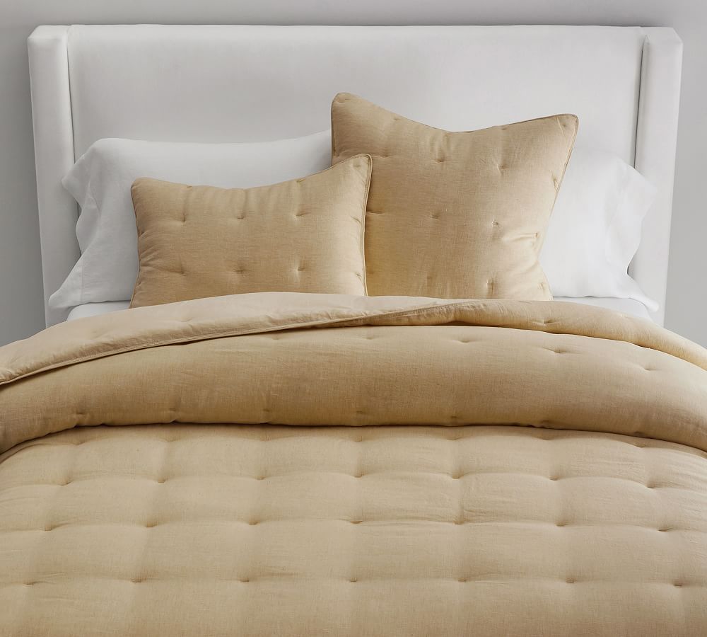 Belgian Flax Linen Comforter - White | Pottery Barn