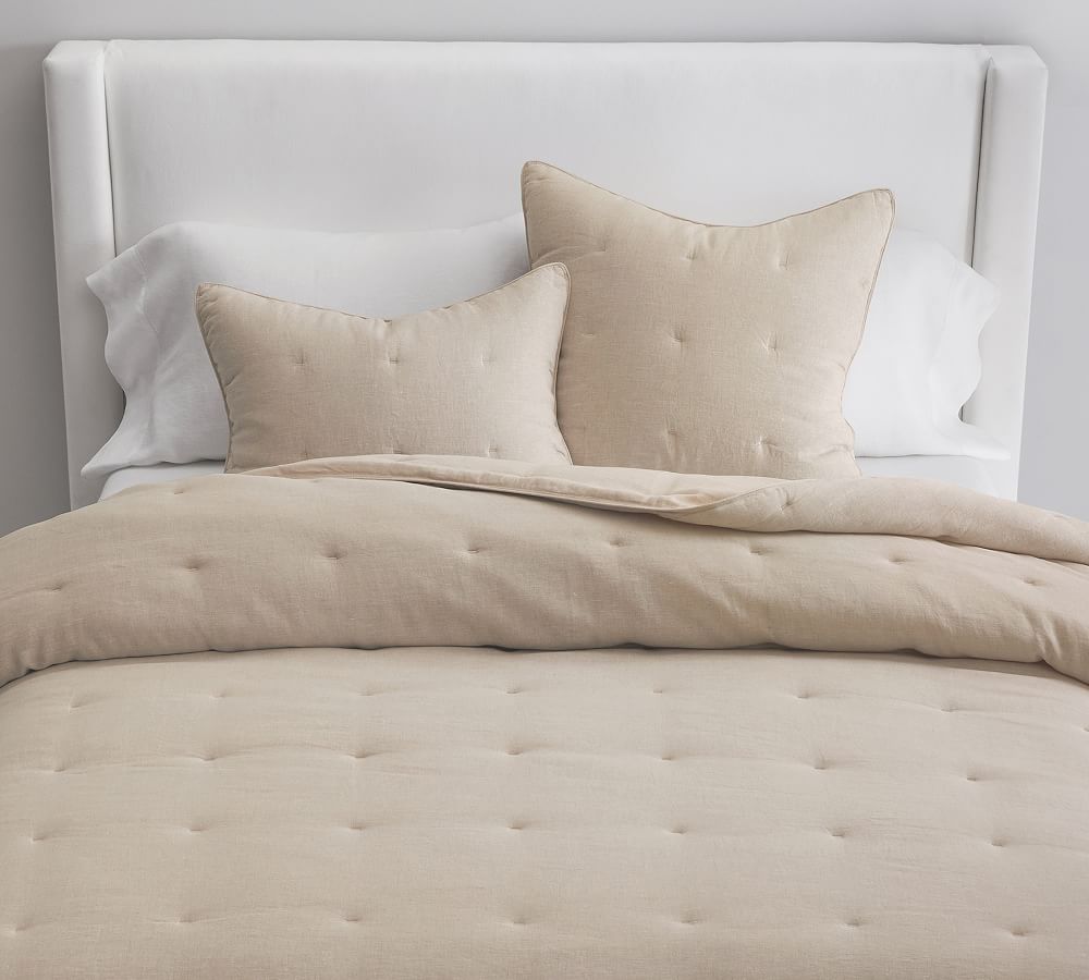 Belgian Flax Linen Comforter - White | Pottery Barn