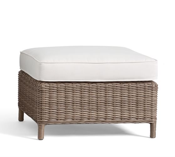 Torrey Wicker Outdoor Ottoman | Pottery Barn