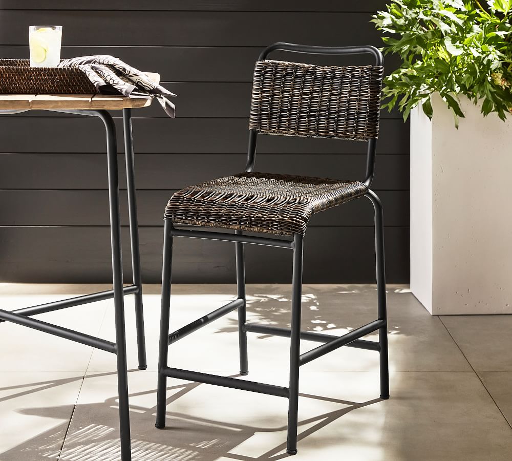 Tulum Wicker Counter Stool | Pottery Barn