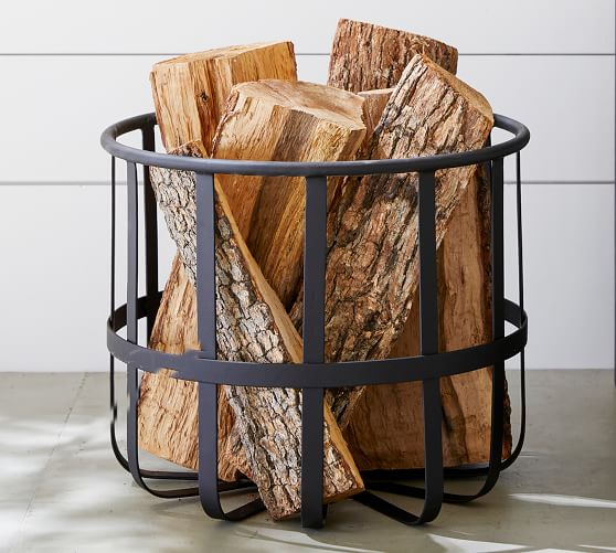 Indoor/Outdoor Black Metal Log Holder | Pottery Barn