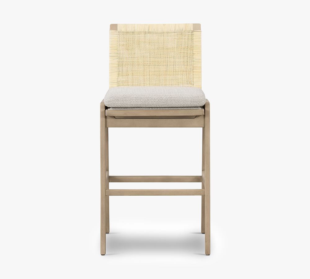 Fairway Upholstered Cane Bar & Counter Stools | Pottery Barn