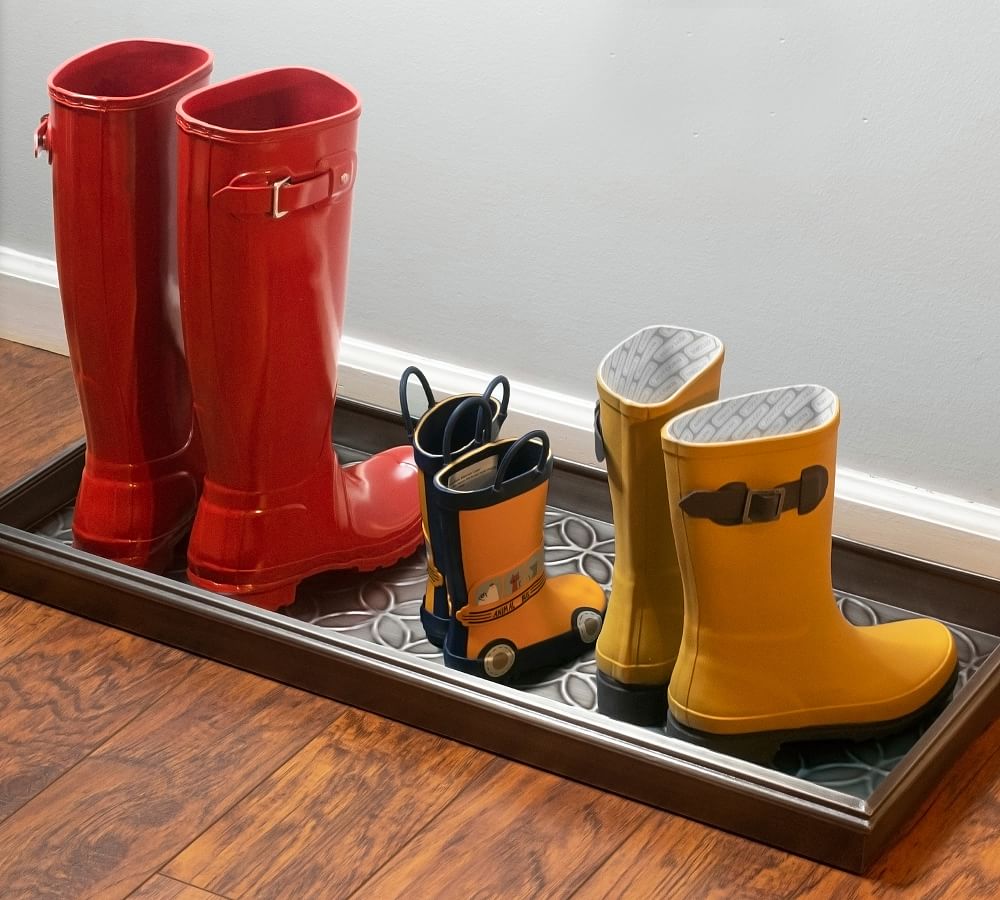 Patterned Gray Boot Tray | Pottery Barn