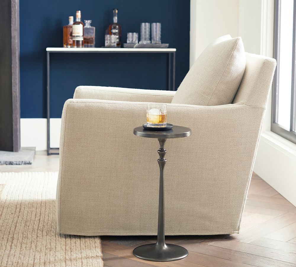 Ayden Square Arm Slipcovered Swivel Glider | Pottery Barn