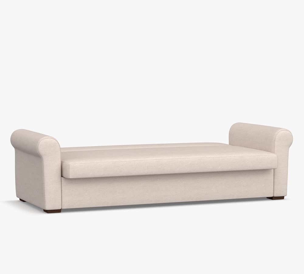 Shasta Roll Arm Upholstered Storage Futon | Pottery Barn