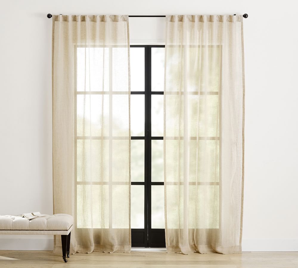 Emery Linen Sheer Curtain | Pottery Barn