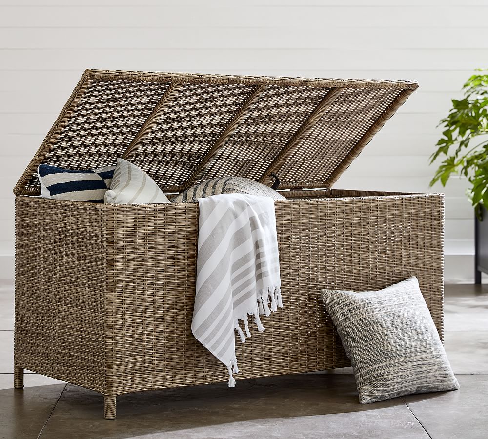 Torrey All-Weather Wicker Storage Trunk, Espresso | Pottery Barn