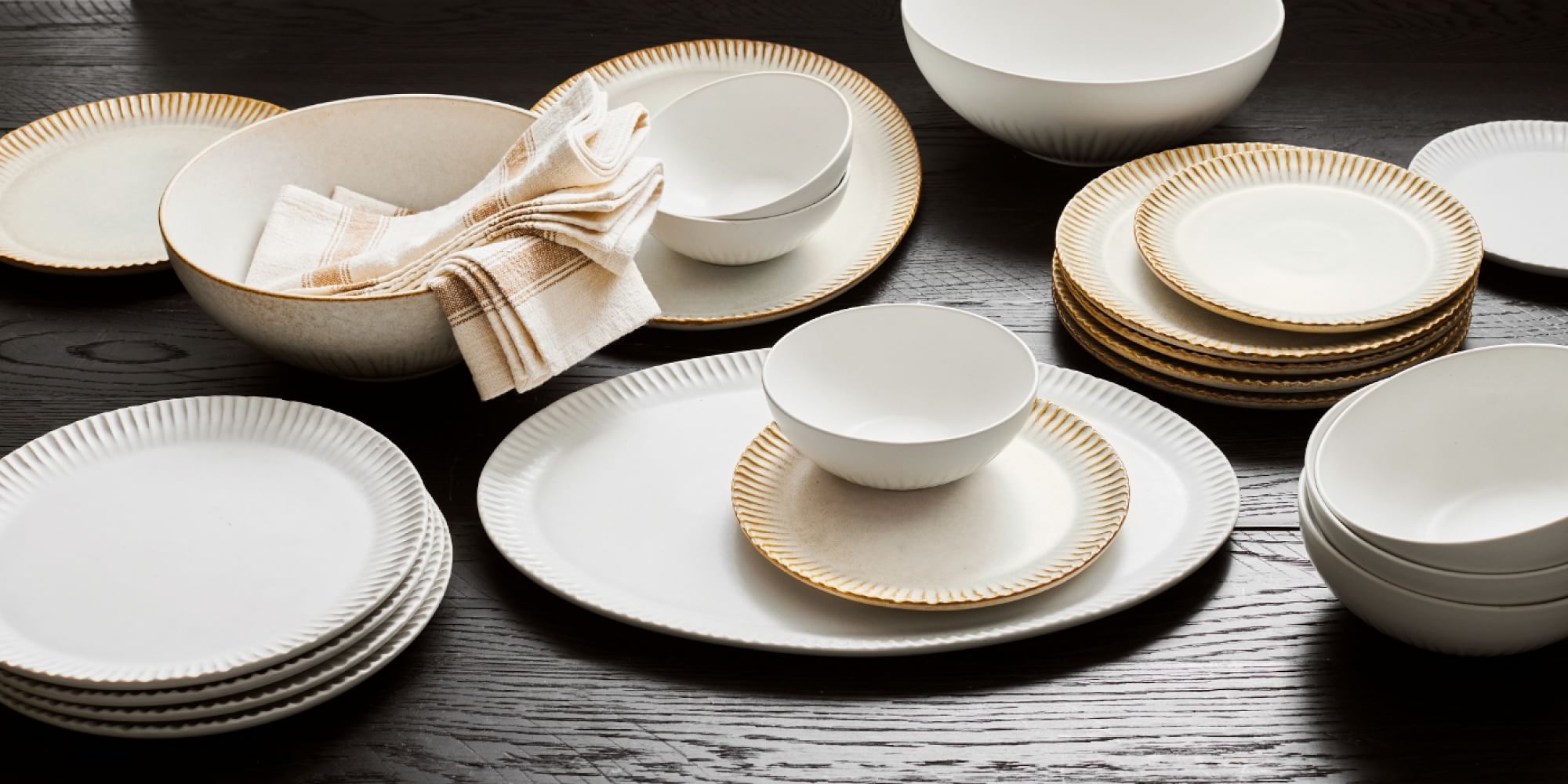 Ridge Textured Stoneware Dinner Plates | Pottery Barn