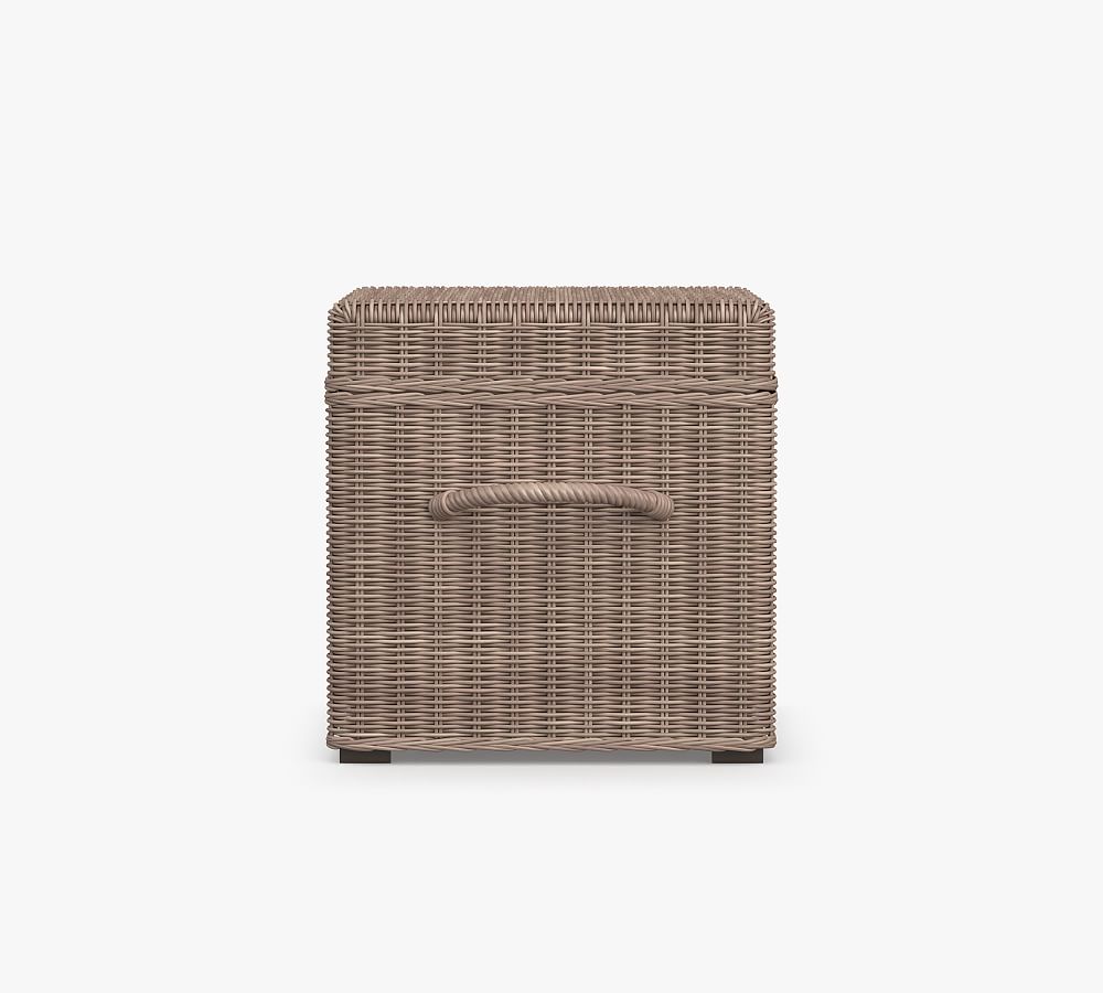 Torrey All-Weather Wicker Cube, Natural | Pottery Barn