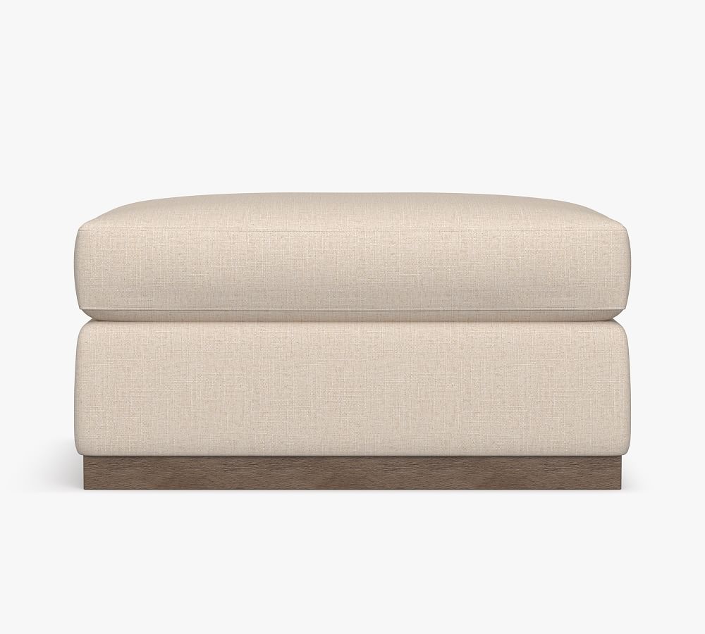 Carmel Square Slim Arm Upholstered Sectional Ottoman with Wood Base ...