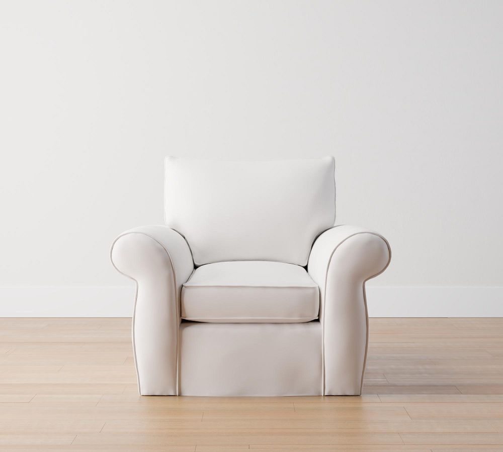 Pearce Roll Arm Slipcovered Swivel Armchair | Pottery Barn