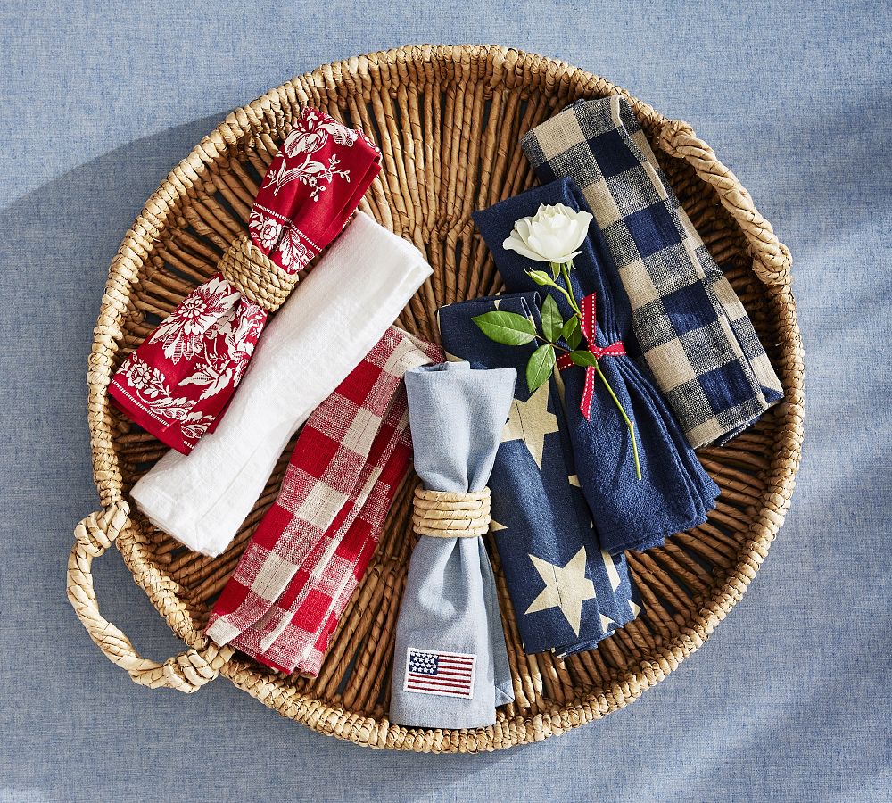 American Flag Icon Cotton/Linen Napkins - Set of 4 | Pottery Barn