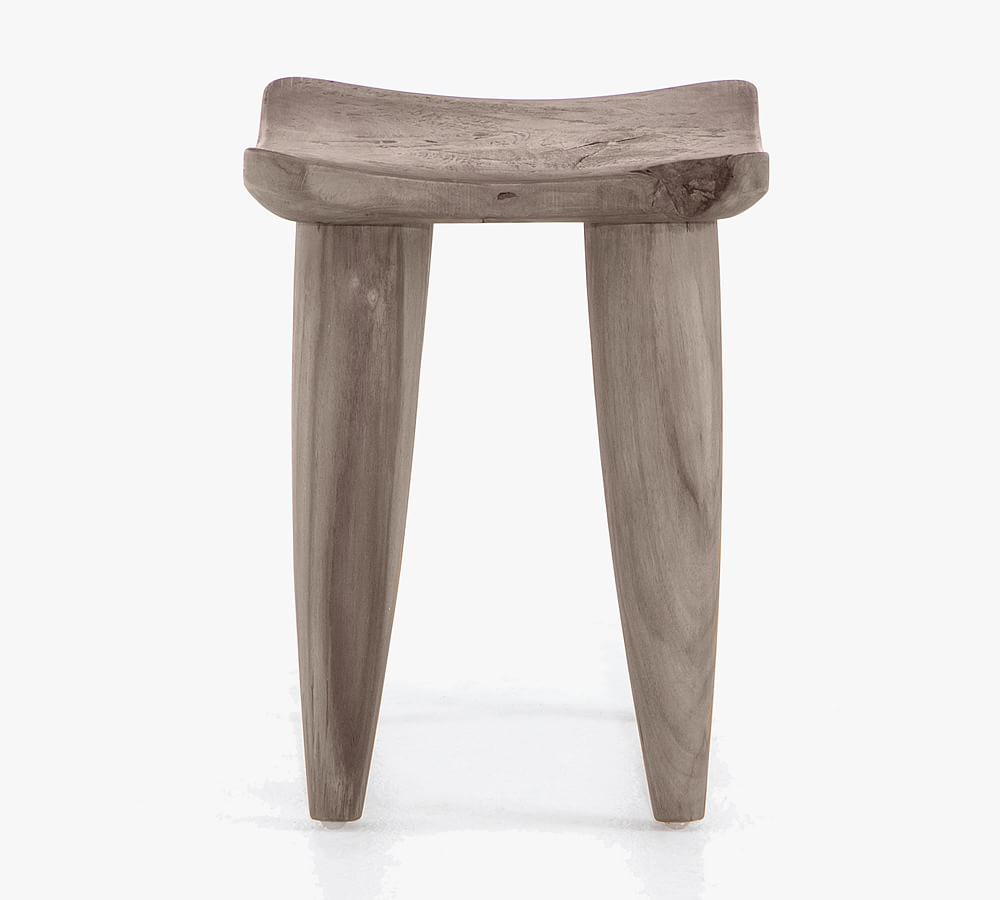 Zander Teak Outdoor Accent Stool | Pottery Barn