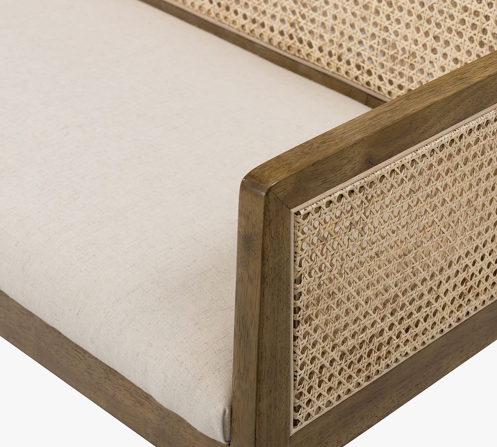 Lisbon Upholstered Cane Dining Bench | Pottery Barn