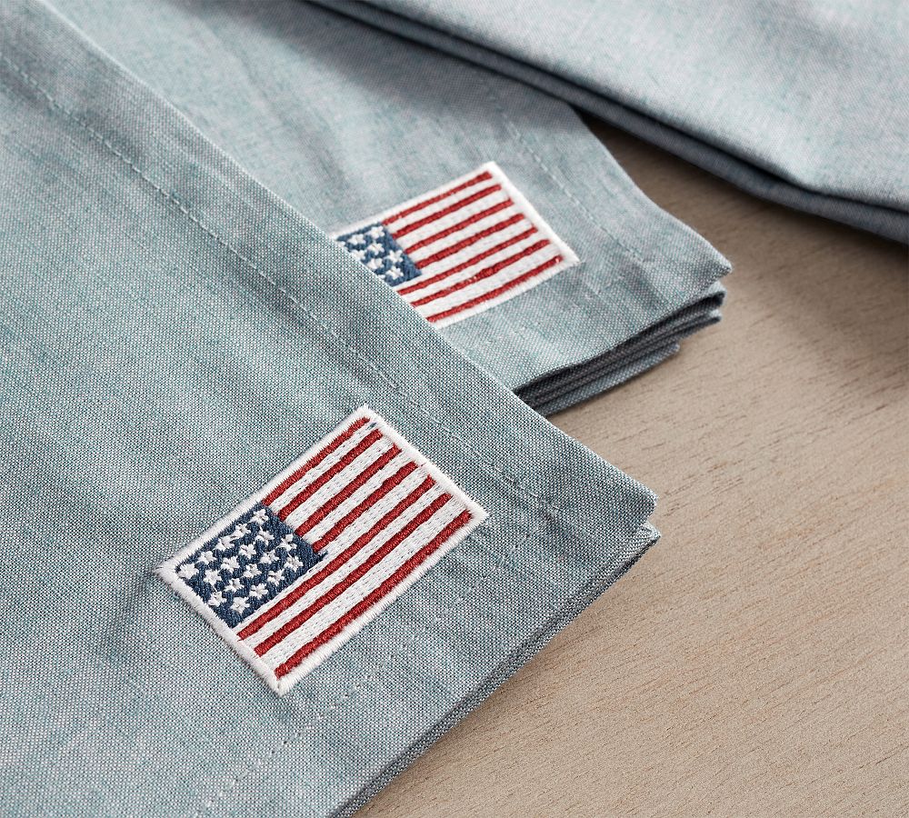 American Flag Icon Cotton/Linen Napkins - Set of 4 | Pottery Barn