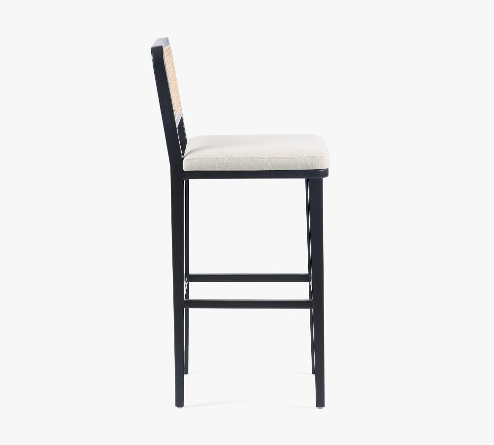 Lisbon Upholstered Cane Narrow Bar & Counter Stools | Pottery Barn