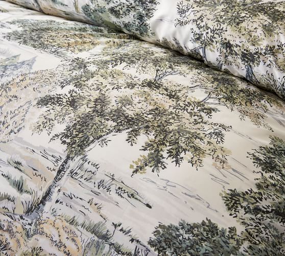 Hyde Park Toile Organic Percale Duvet Cover & Shams | Pottery Barn