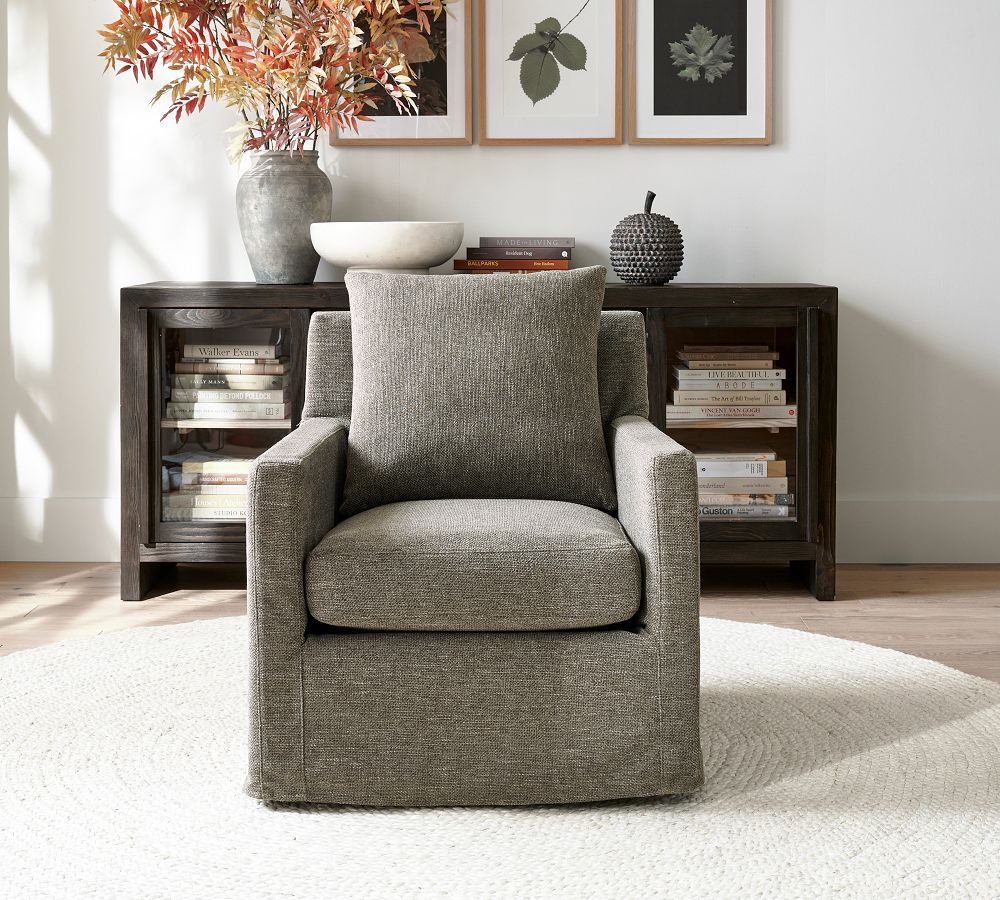 Ayden Square Arm Slipcovered Swivel Glider | Pottery Barn