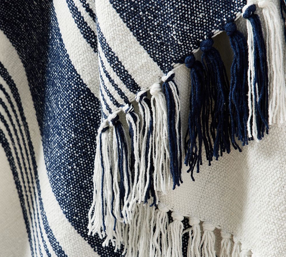 Modern Farmhouse Handwoven Striped Throw Blanket | Pottery Barn