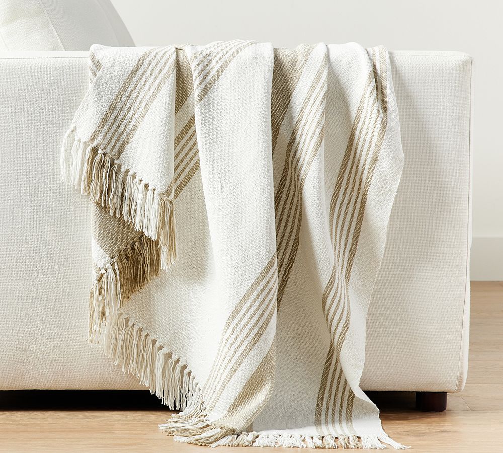 Modern Farmhouse Handwoven Striped Throw Blanket | Pottery Barn