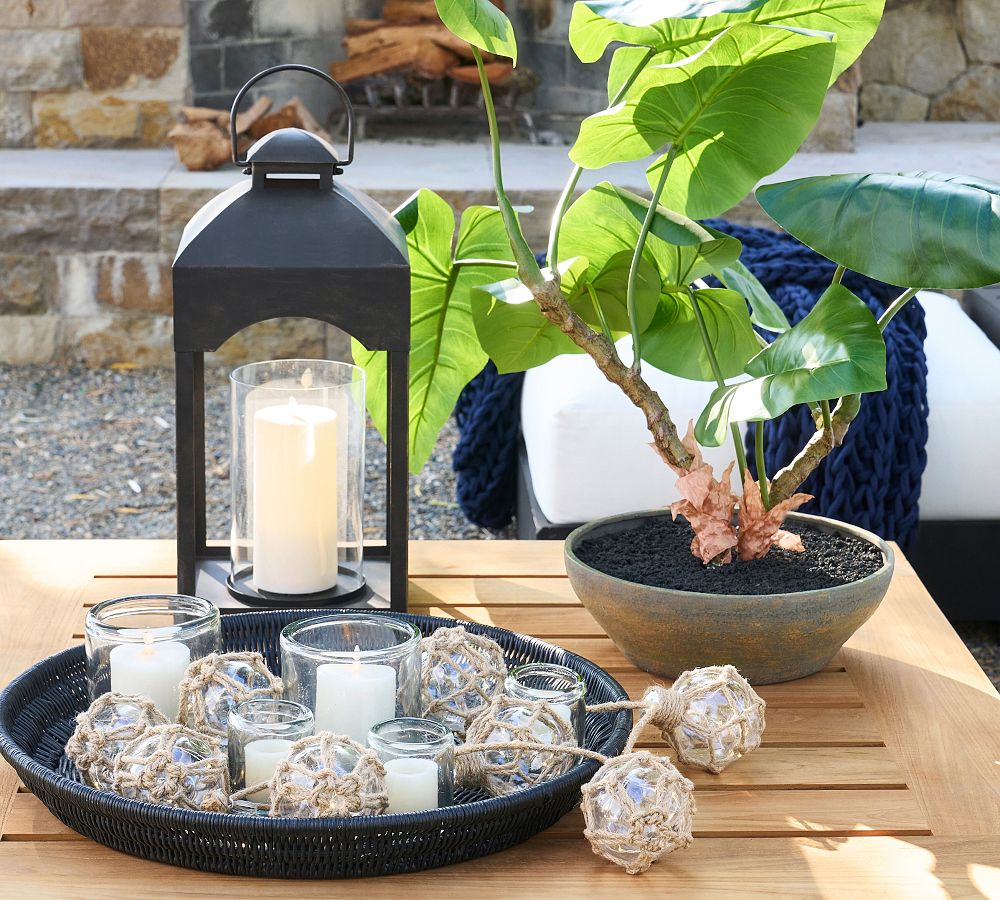 Lit Jute Wrapped Orbs Garland | Pottery Barn